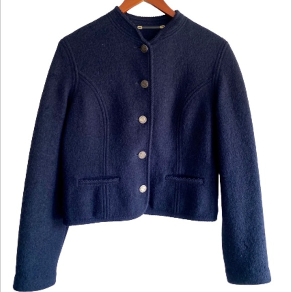 Jackets & Coats | 195s Vintage Navy Blue Wool Cropped Jacket | Poshmark
